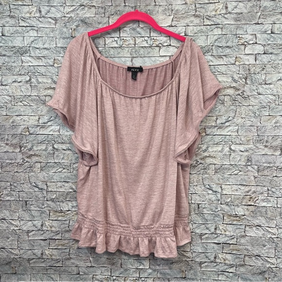 Alyx | Tops | Alyx Blush Rose Top With Flowy Arms And Stretch Blouse ...